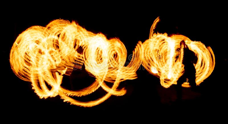 Abstract Drawings of Fire in Motion at Night Stock Image - Image of ...