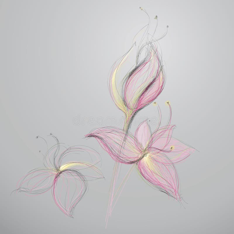 Abstract drawn flowers stock vector. Illustration of lily - 28916891