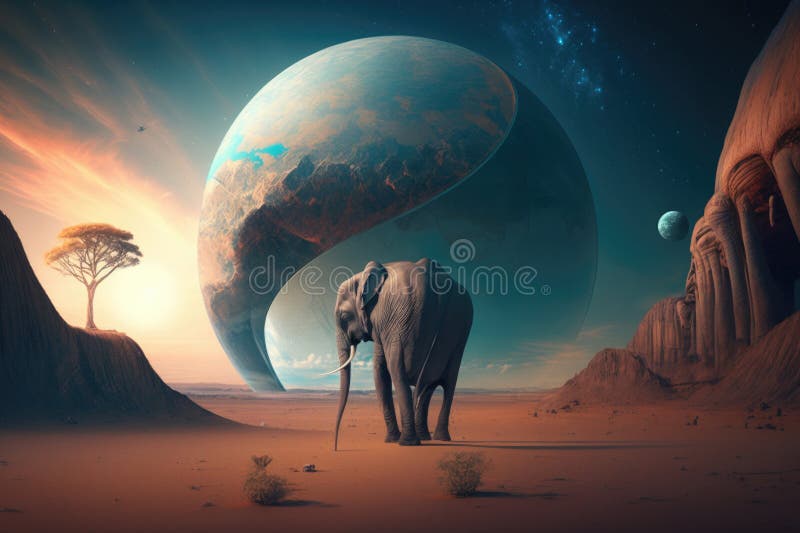 Abstract Dream Background with Elephant. Illustration AI Generative ...