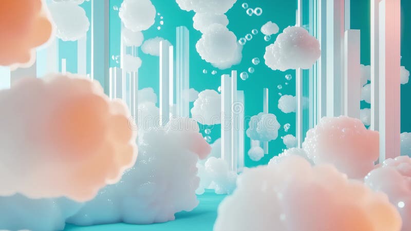 Abstract Dreamy Background Animation Featuring Floating Clouds and ...