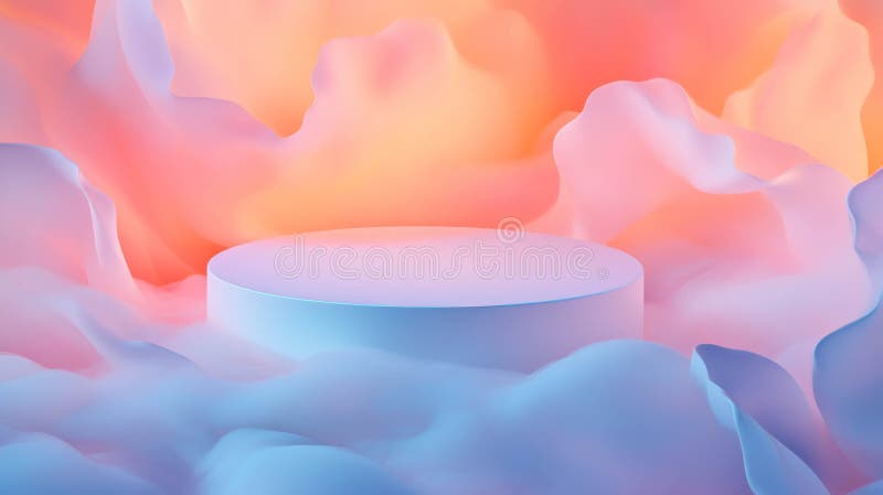 Abstract Dreamy Background with Floating Podium in Pastel Colors for ...