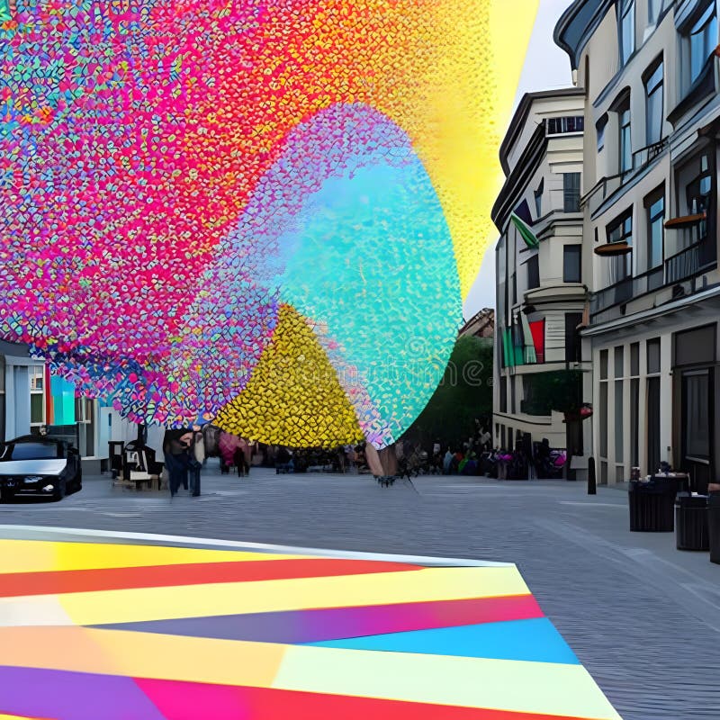 Abstract Dreamy Cityscape Scene Where the Colorful Environment Stock ...