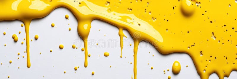 Abstract Dripping Texture Vibrant Yellow Gel Visually Forms on White ...