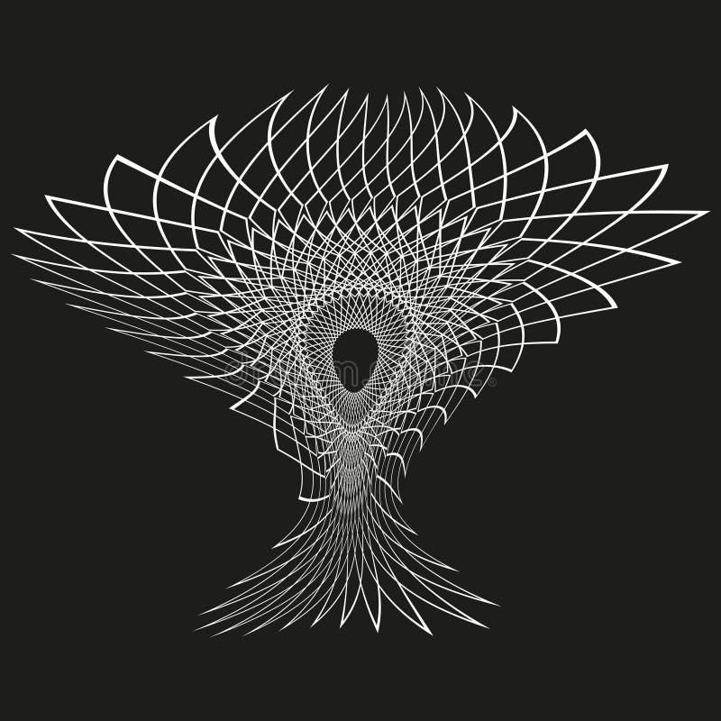 Abstract Drop Mesh. Spiral Curve Structure. Dynamic Net Vector. Black ...