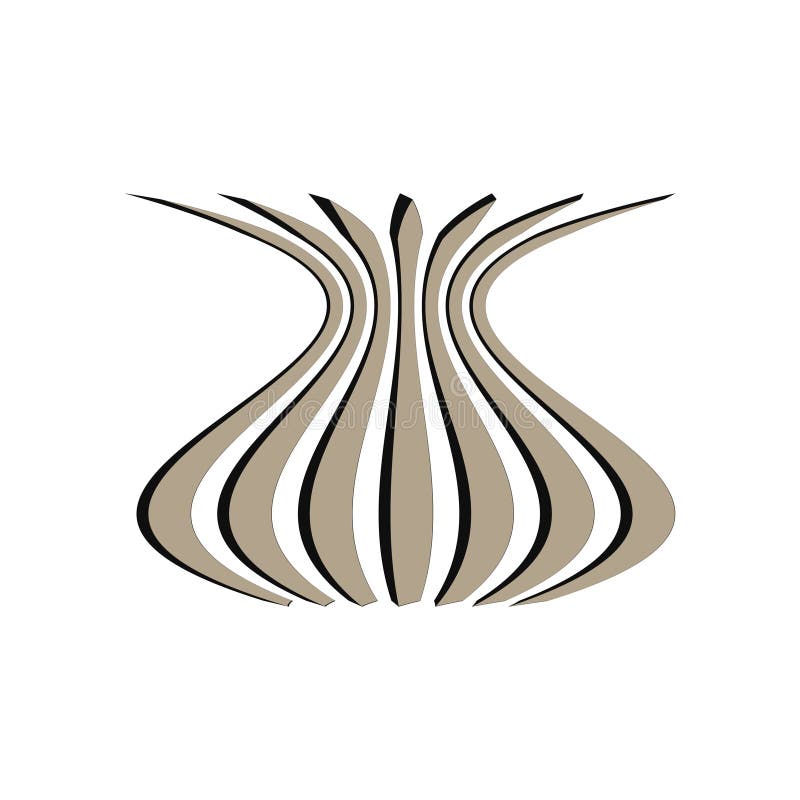 Abstract Drop Shape. Symmetric Vector Figure. Beige Black Stripes ...