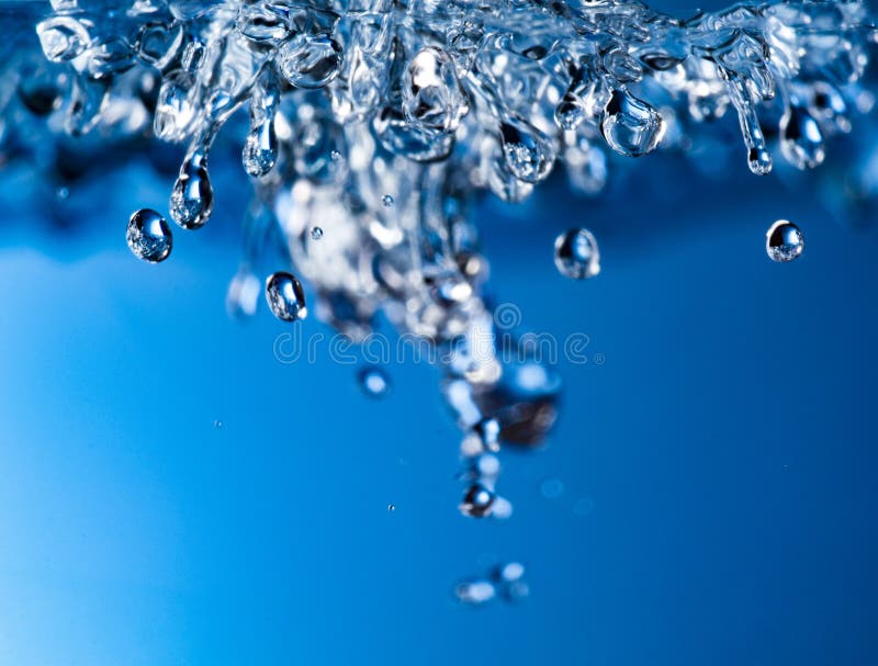 Abstract Drop Water Splash on Blue Background Stock Image - Image of ...