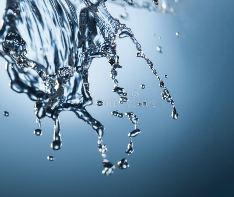 Abstract Drop Water Splash on Blue Background Stock Image - Image of ...