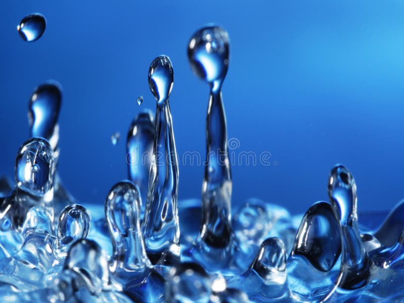 Abstract Drop Water Splash on Blue Background Stock Image - Image of ...
