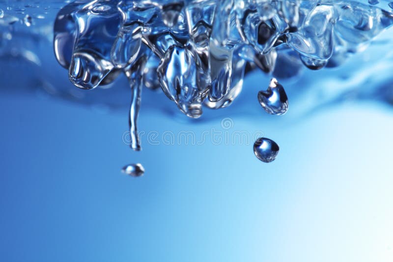 Abstract Drop Water Splash on Blue Background Stock Photo - Image of ...