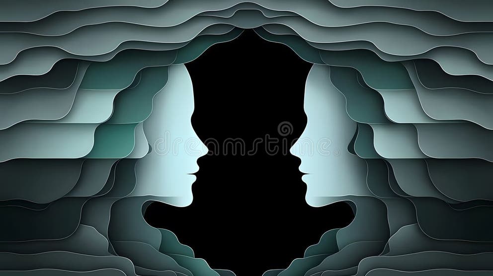 Abstract Dual Profile Silhouette Design Stock Illustration ...