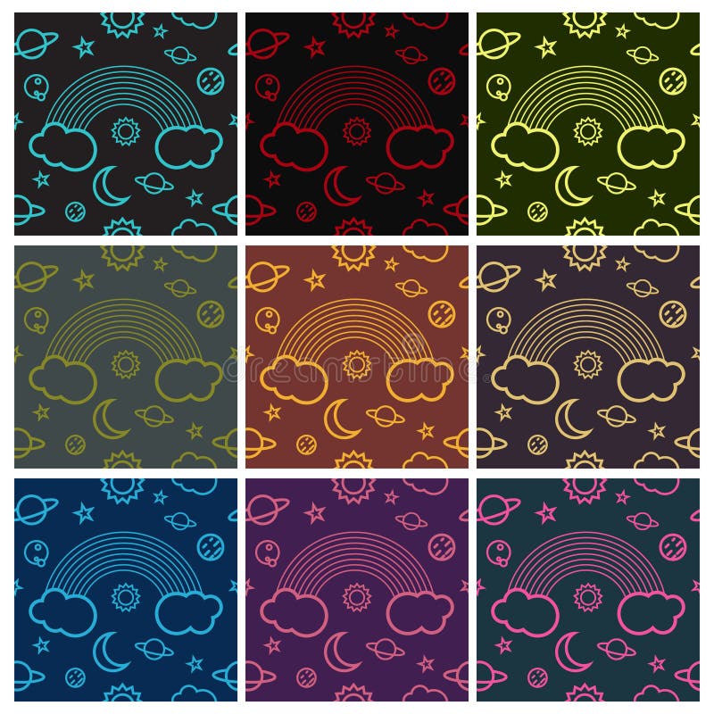 Abstract Duo Tone Outer Space Seamless Pattern with Colour Combinations ...