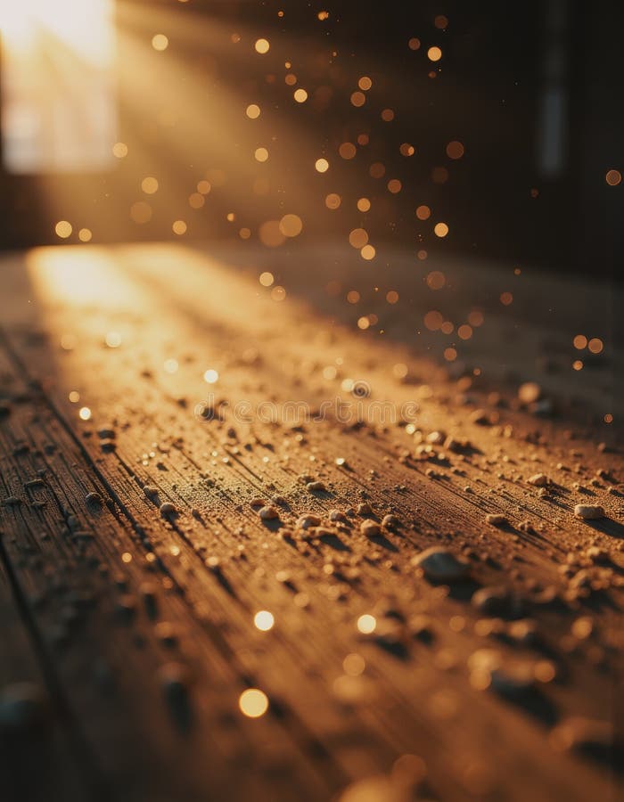 Abstract Dust Background with Floating Particles Illuminated by Sunbeam ...