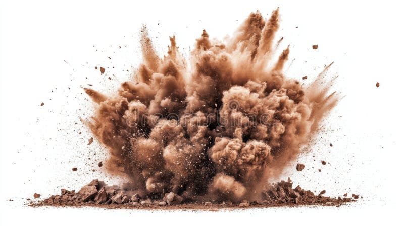 Abstract Dust Explosion Isolated on White Background. Dry Soil ...