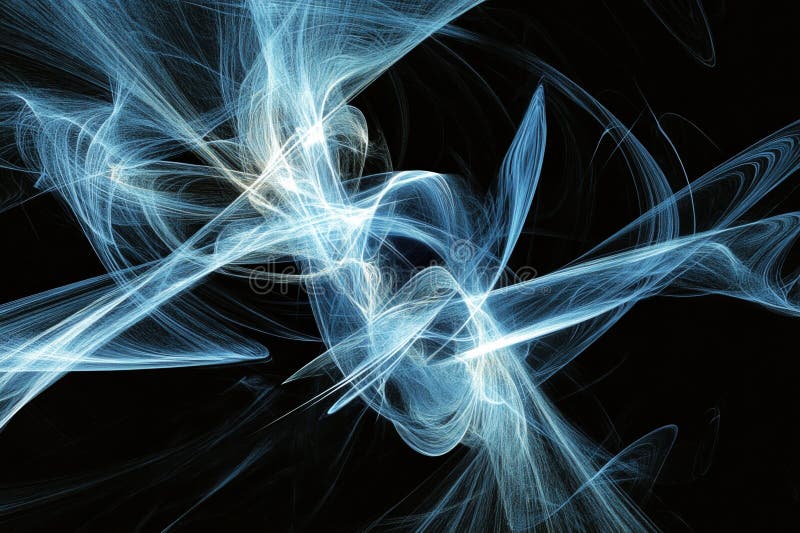 Abstract Dynamic Blue Light Lines with Energetic Swirling Pattern Stock ...