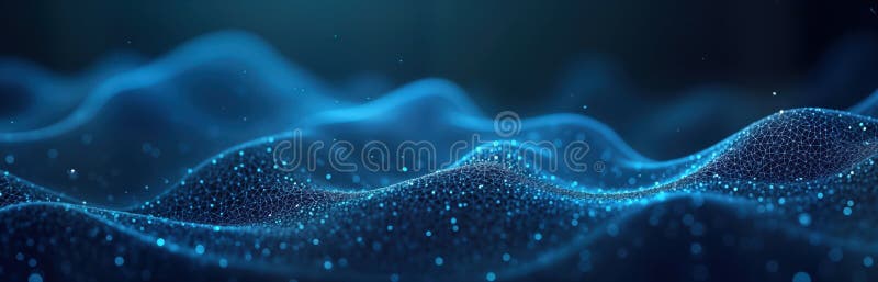 Abstract Dynamic Blue Low Poly Mesh Background with Light Energy Flow ...
