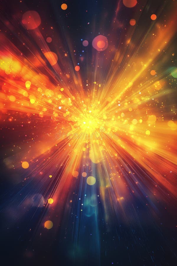 Bright Orange Yellow Explosion Radiating Light Beams Stock Photos ...