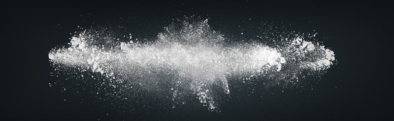 Abstract Dynamic Cloud of White Dust Particles Dispersing Against Black ...