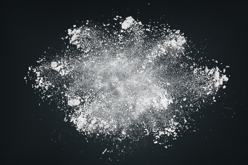 Abstract Dynamic Cloud of White Dust Particles Dispersing Against Black ...