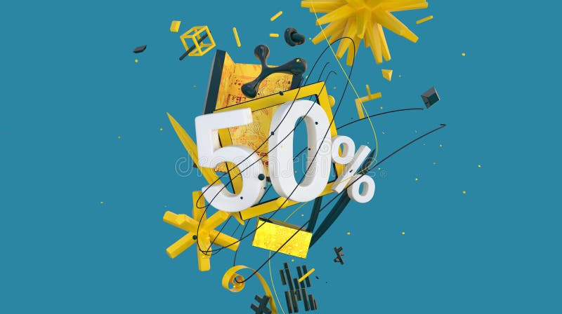 Fifty percents card stock illustration. Illustration of white - 108329557