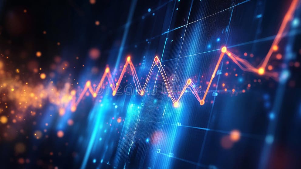 Abstract Dynamic Data Graph with Glowing Lines Stock Illustration ...