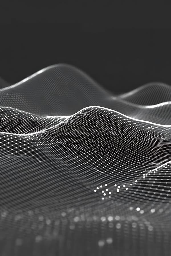 Elegant Mesh Terrain: Abstract Glowing Grid on a Dark Background Stock ...