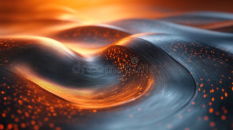 Abstract, Dynamic, Flowing Waves of Shimmering Metal and Fire Stock ...