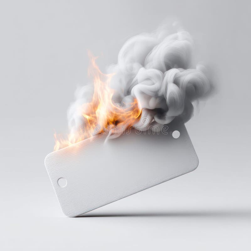 An Abstract and Dynamic Image Shows a White Rectangle Burning with Fire ...