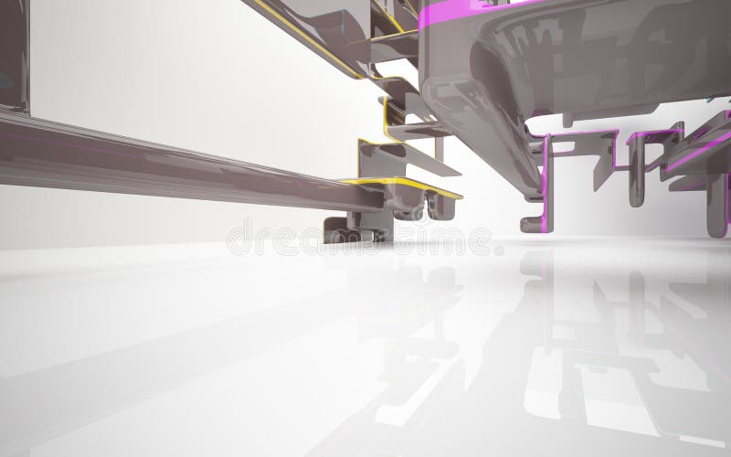 Abstract Dynamic Interior with Gradient Colored Objects. Stock ...