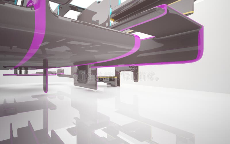 Abstract Dynamic Interior with Gradient Colored Objects. Stock ...