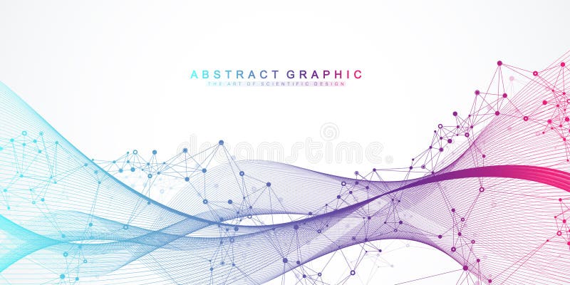 Abstract Dynamic Motion Lines and Dots Connection Background with Plexus Effect. Digital ...