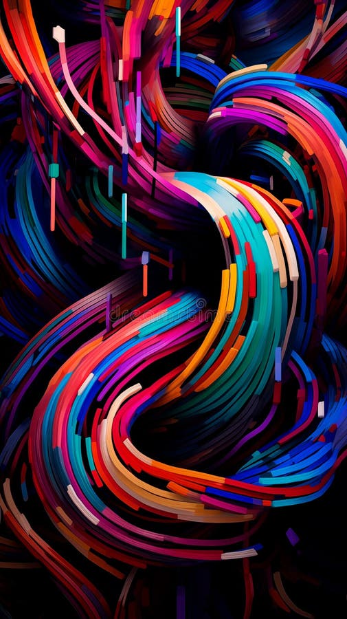 Abstract and Dynamic Multi-colored Background of Curved and Twisted ...