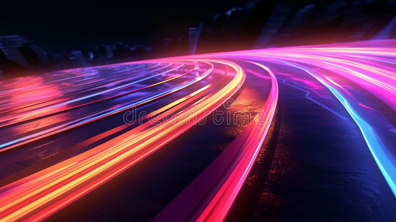Abstract Dynamic Fast Neon Lines Motion Background, Generative Ai Stock ...