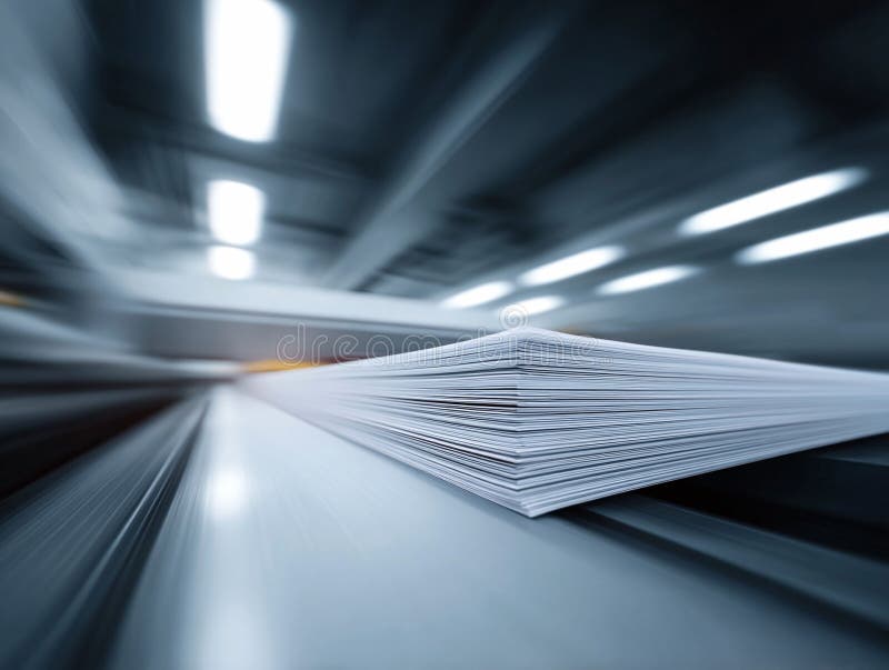 Abstract, Dynamic Shot of Stacked Paper with a Motion Blur Background ...