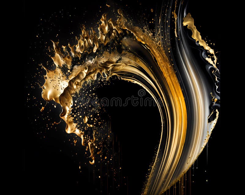 Abstract Dynamic Splash Background Texture. Golden Science Fiction ...