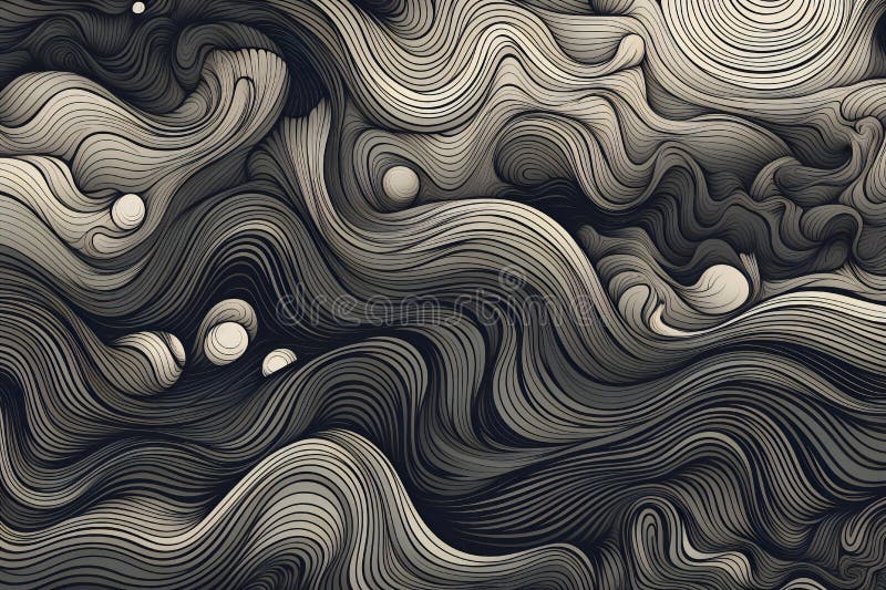 Surreal Fantasy World Line Art Design Composition Stock Illustration ...