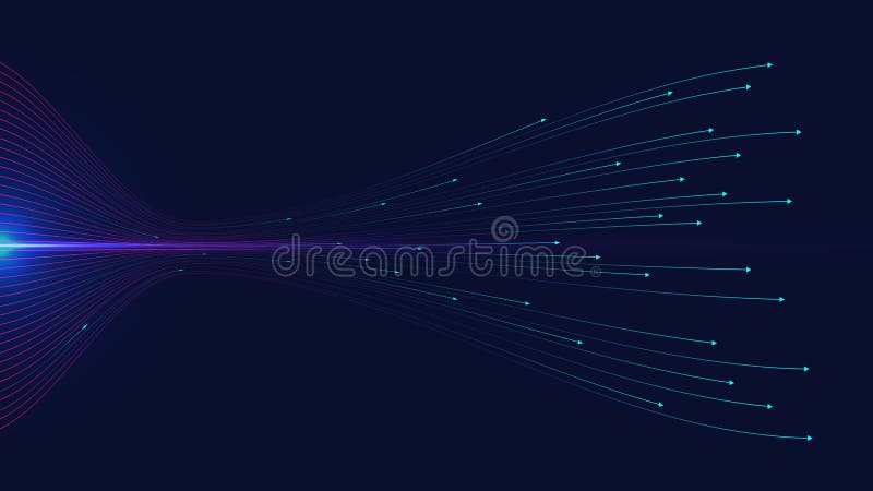 Abstract Dynamic Wave Arrows Lines Isolated on Dark Blue Background ...