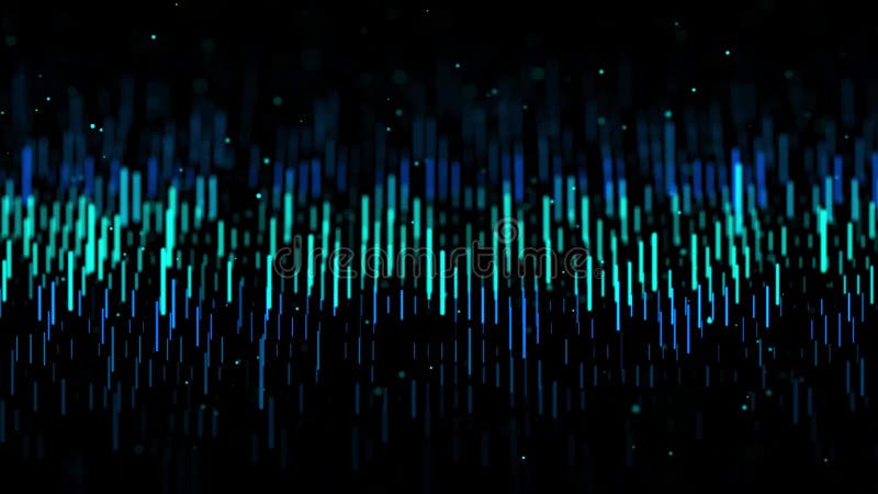 Abstract Dynamic Wave Flow of Blue Vertical Lines on Dark Background ...