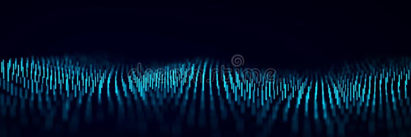 Abstract Dynamic Wave Flow of Blue Vertical Lines on Dark Background ...