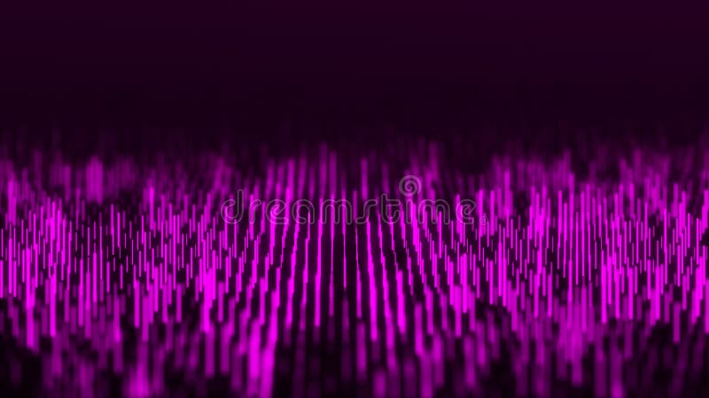 Abstract Dynamic Wave Flow of Blue Vertical Lines on Purple Background ...
