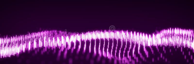 Abstract Dynamic Wave Flow of Vertical Purple Glow Lines on a Dark ...