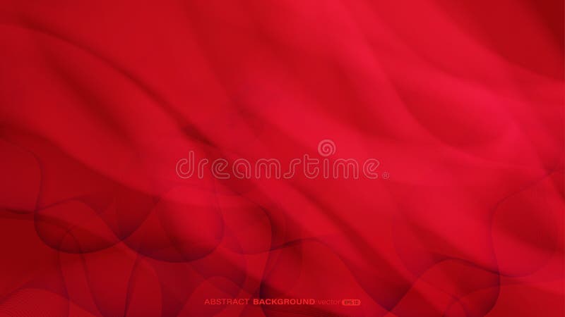 Abstract Dynamic Wave and Lines Flow on Red Background Stock Vector ...