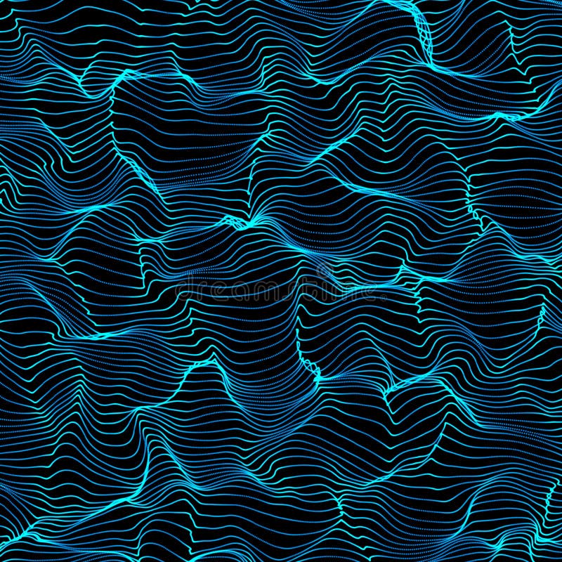 Abstract Dynamic Wave of Lines. Perspective Illustration. Big Data ...