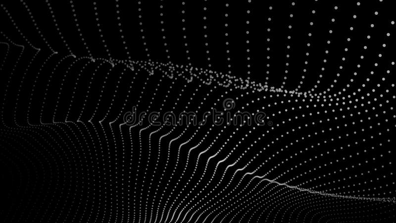 Abstract Dynamic Wave of Particles. Wave of Gradient Dots on Black ...