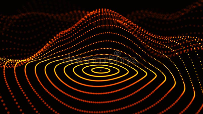 Abstract Dynamic Wave of Particles. Network of Bright Points or Dots ...