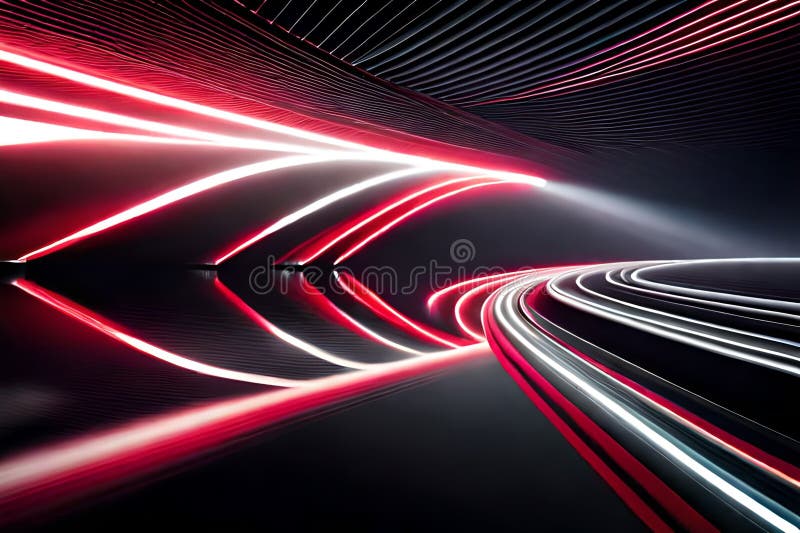 Abstract Dynamic Waves and Shining Red Line. Stock Illustration ...
