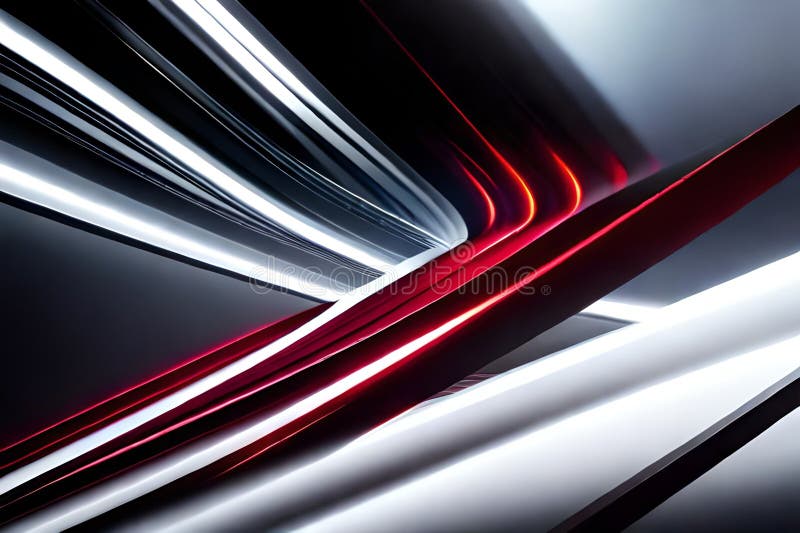 Abstract Dynamic Waves and Shining Red Line. Stock Illustration ...