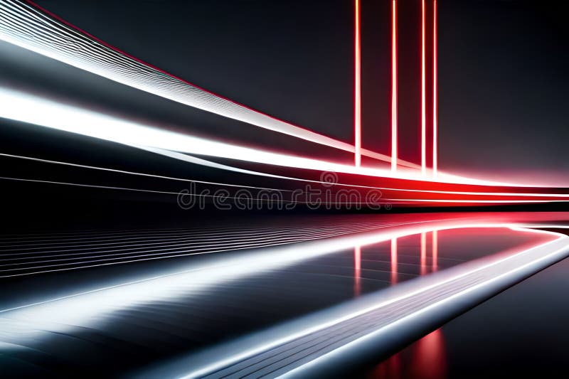 Abstract Dynamic Waves and Shining Red Line. Stock Illustration ...