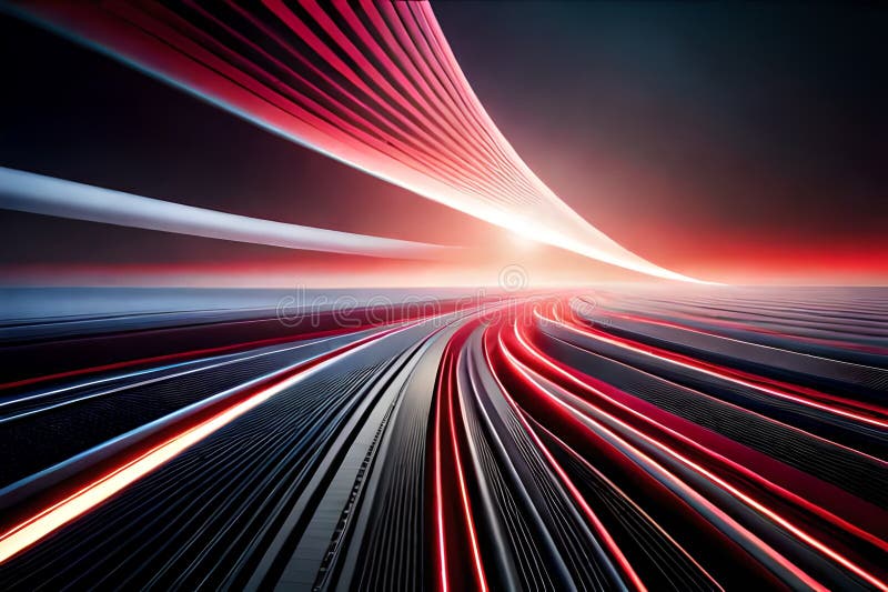 Abstract Dynamic Waves and Shining Red Line. Stock Illustration ...