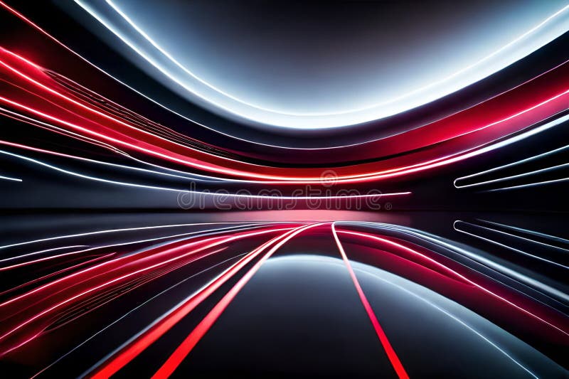 Abstract Dynamic Waves and Shining Red Line. Stock Illustration ...