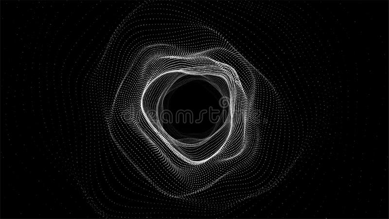 Abstract Dynamic Wireframe Tunnel on Dark Background. Deep Wave ... Abstract Dynamic Wireframe Tunnel on Dark Background. Deep Wave ...